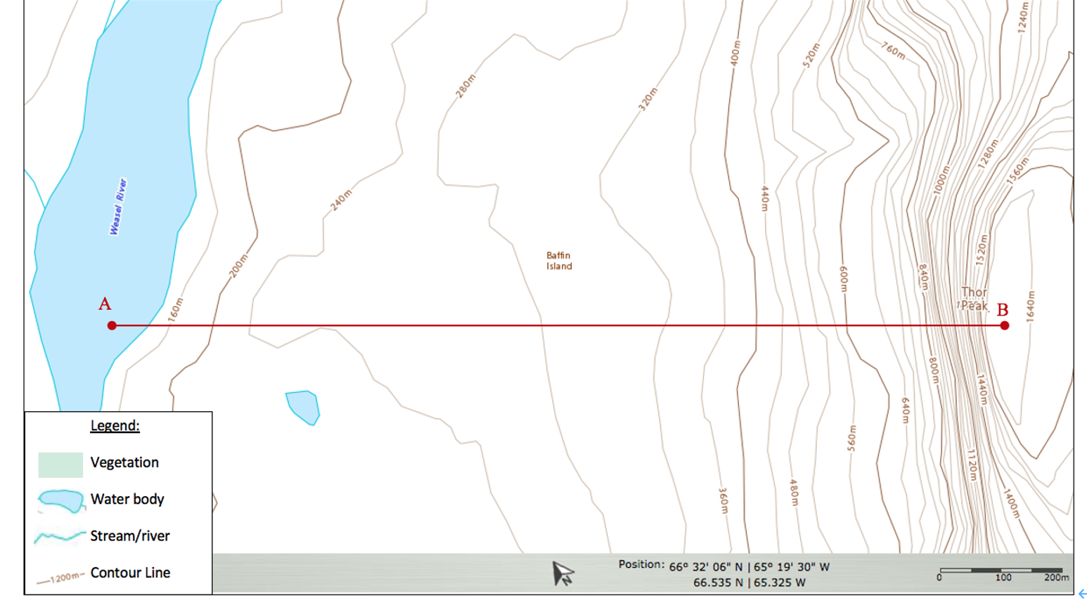 Solved Below is a topographic map of the area surrounding | Chegg.com