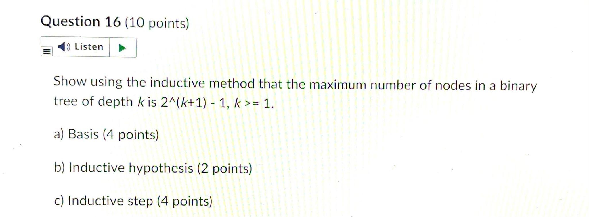 Solved Show using the inductive method that the maximum | Chegg.com