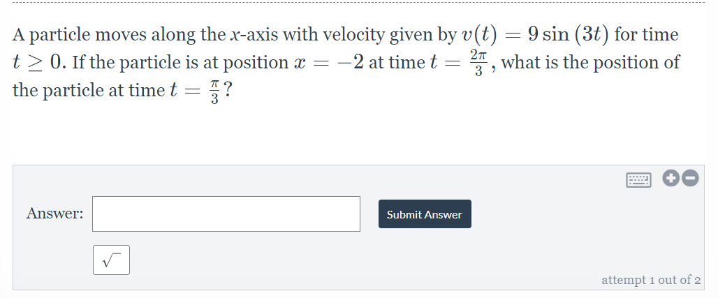 Solved A particle moves along the x-axis with velocity given | Chegg.com