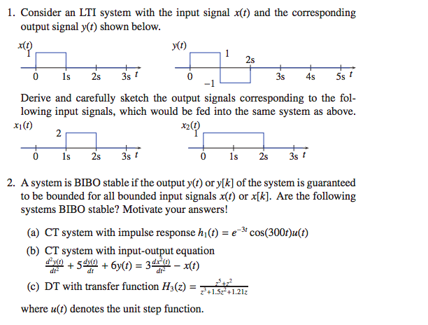 Solved (1) 1. Consider an LTI system with the input signal | Chegg.com