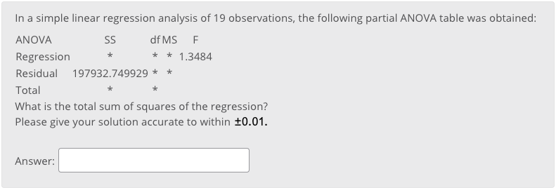 Solved * * In a simple linear regression analysis of 19 | Chegg.com