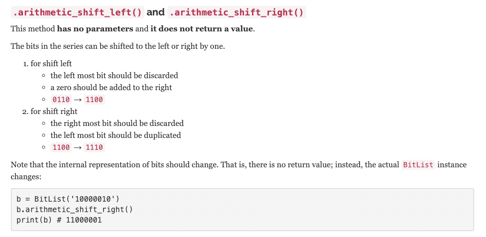 Solved Create the Bitlist class; it should support the | Chegg.com