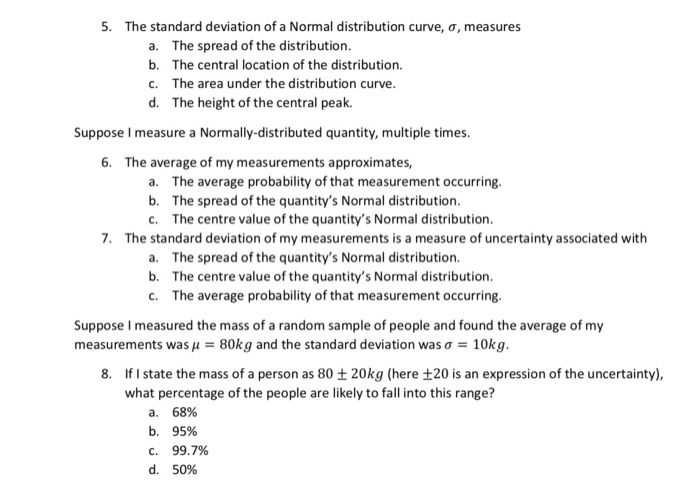 Solved 5. The standard deviation of a Normal distribution | Chegg.com