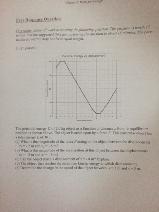 Solved Chapter 6 Work and Energy Free Response Question | Chegg.com