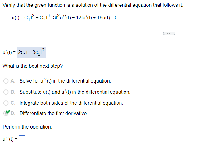 Solved Verify that the given function is a solution of the | Chegg.com