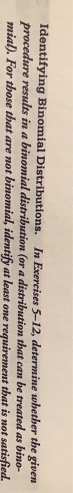 Solved Identifying Binomial Distributions. In Exercises | Chegg.com