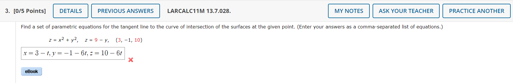 Solved [0/5 Points] LARCALC11M 13.7.028. | Chegg.com