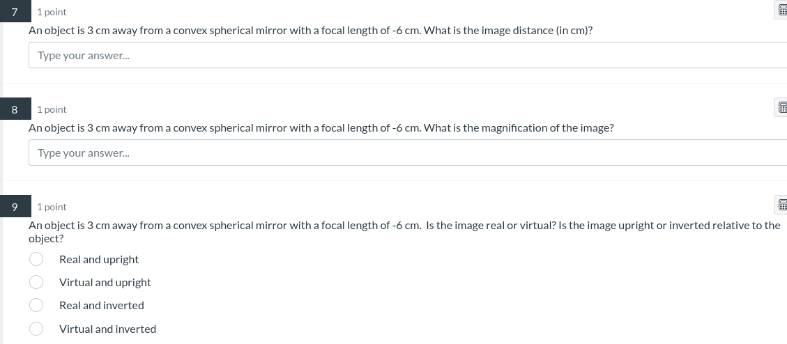 Solved An object is 3 cm away from a convex spherical mirror | Chegg.com