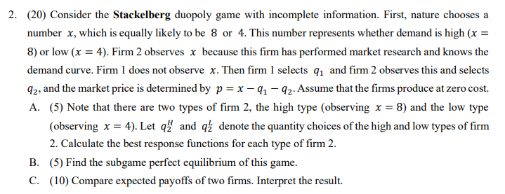 Solved 1. (15) Consider the following game. Assume that | Chegg.com