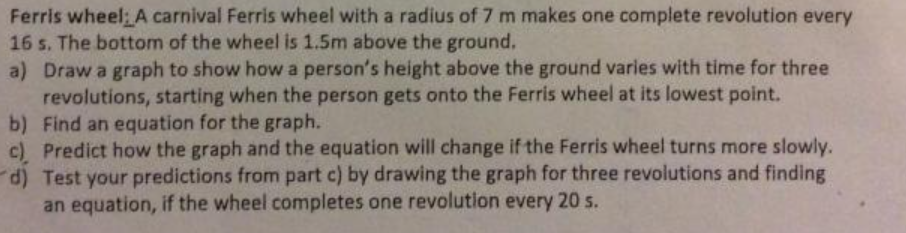 Solved Ferris wheel A carnival Ferris wheel with a radius of | Chegg.com