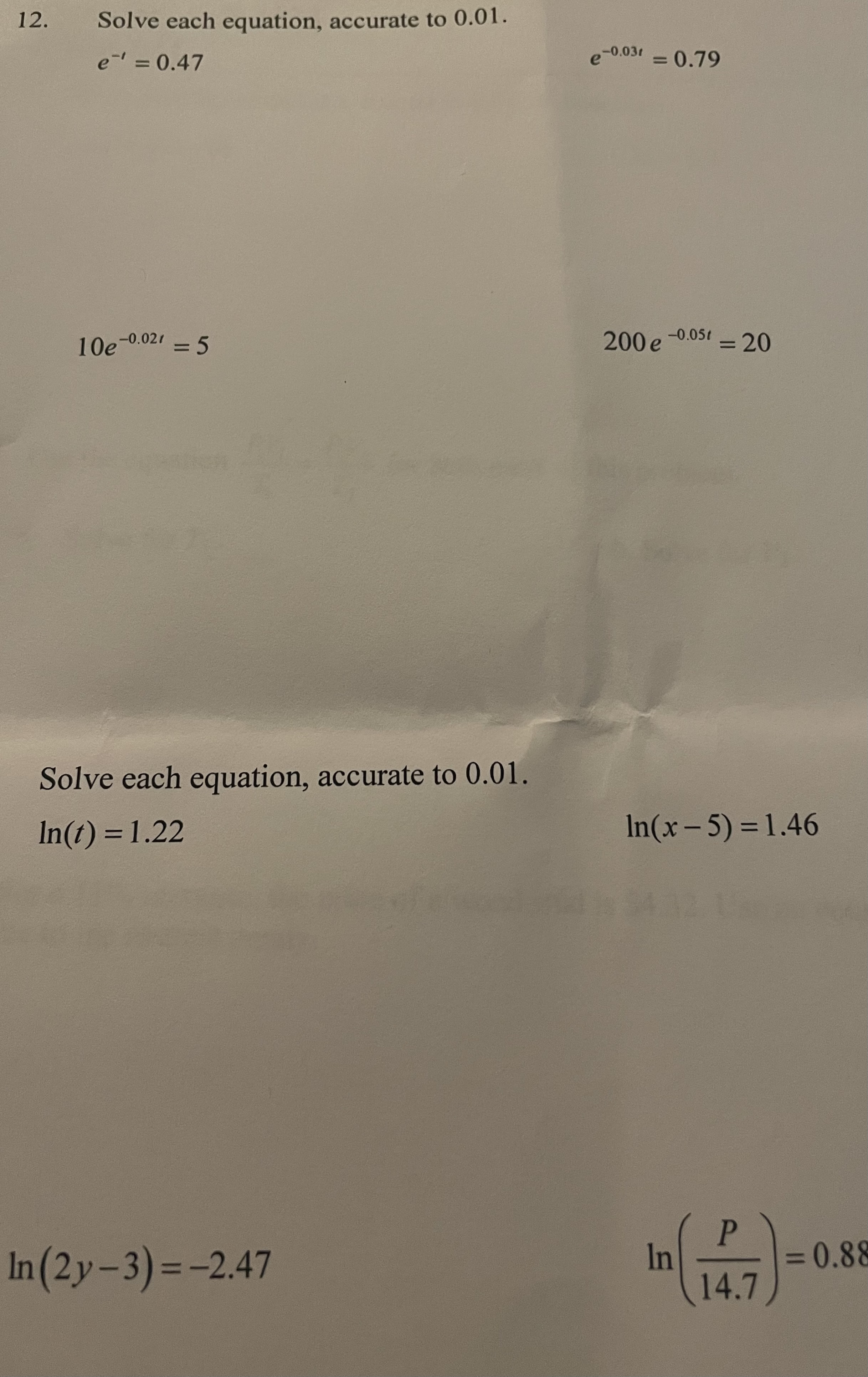 Solved Solve each equation, accurate to | Chegg.com