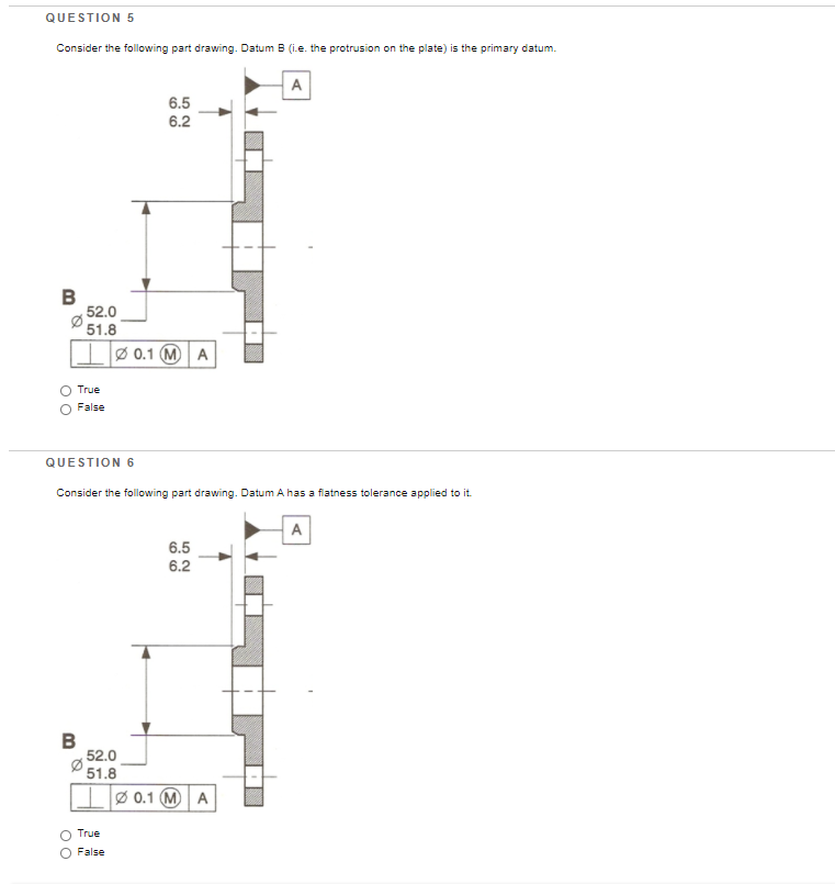 Solved QUESTION 5 Consider the following part drawing. Datum | Chegg.com