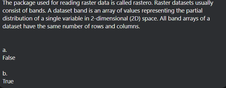 Solved The package used for reading raster data is called | Chegg.com