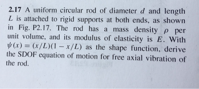 Solved 2.17 A uniform circular rod of diameter d and length | Chegg.com