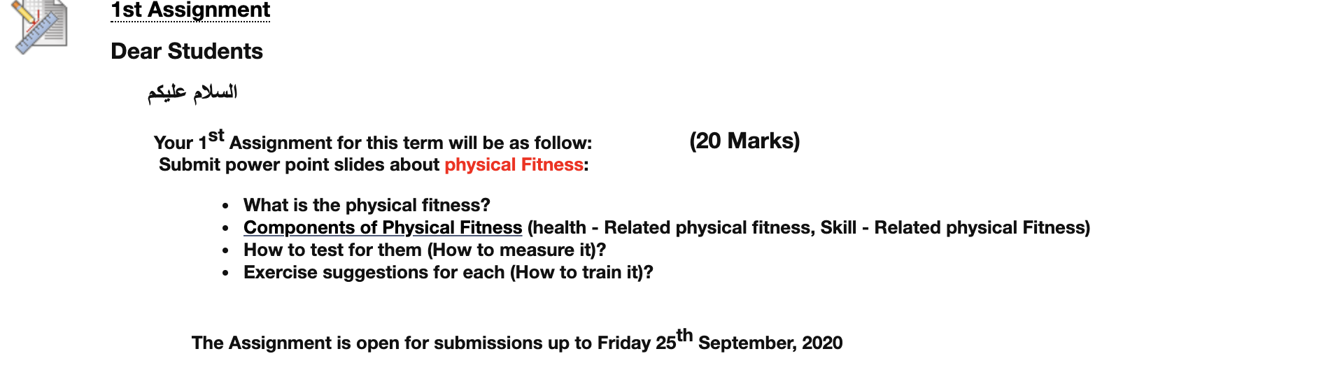 Solved Your 1st Assignment for this term will be as follow: | Chegg.com