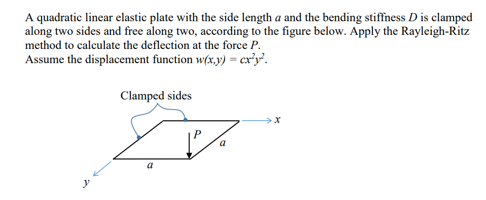 Solved A quadratic linear elastic plate with the side length | Chegg.com