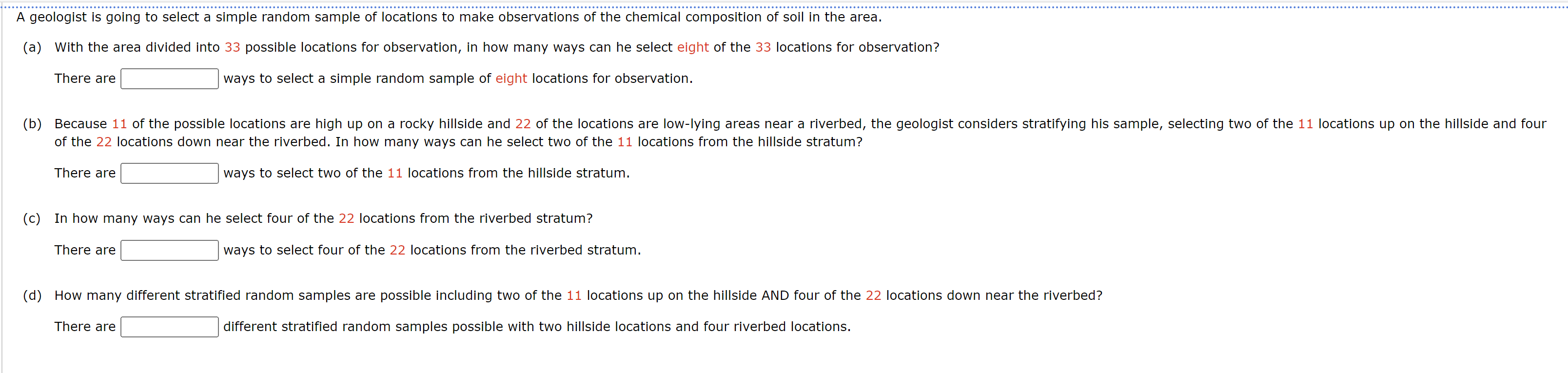 Solved A geologist is going to select a simple random sample | Chegg.com