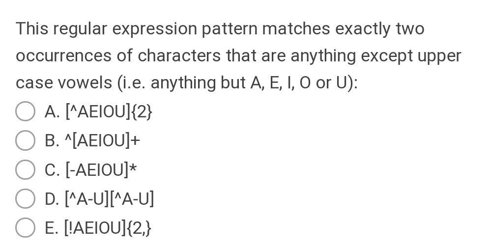 Solved The Regular Expression Pattern A Z 3 Matches 