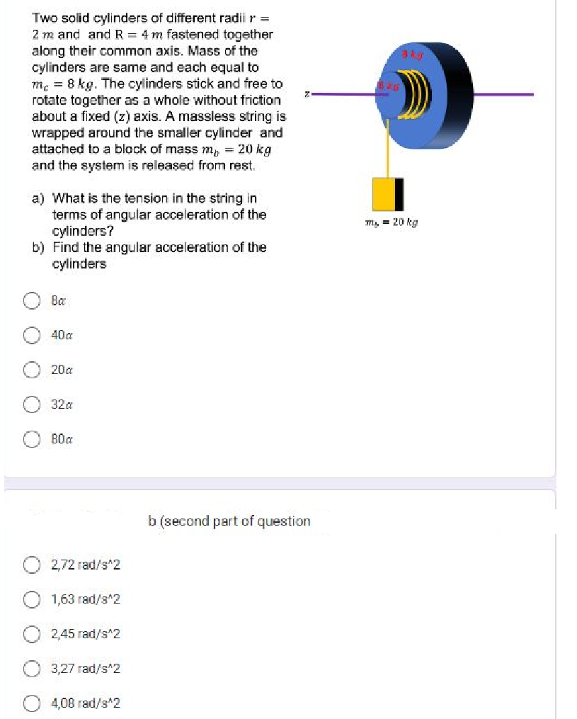 Solved Two solid cylinders of different radii r= 2m and and | Chegg.com