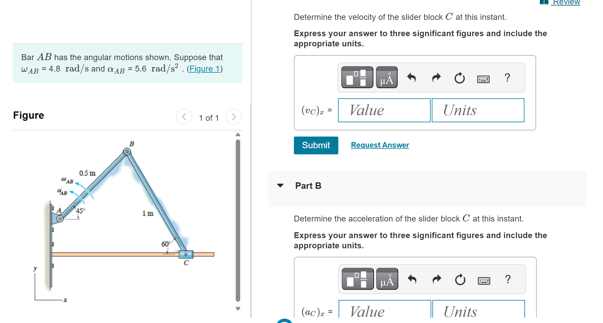 Solved Determine the velocity of the slider block C at this | Chegg.com
