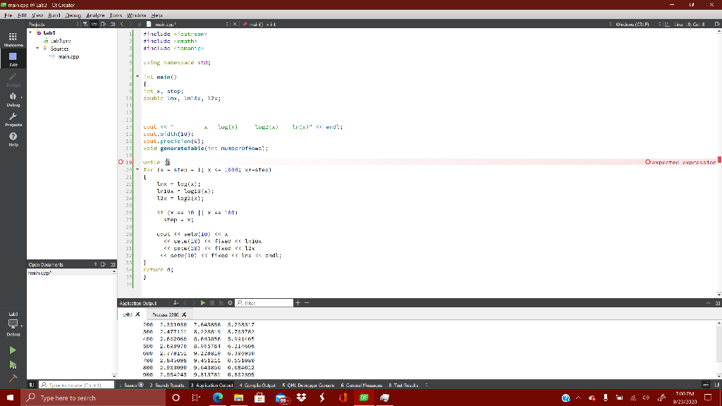 Solved Lab 3A --- Calculate and Display a Logarithm Table | Chegg.com