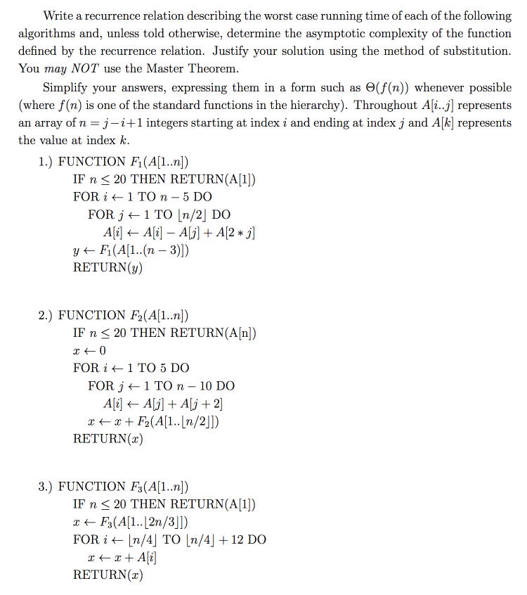 Write a recurrence relation describing the worst case | Chegg.com