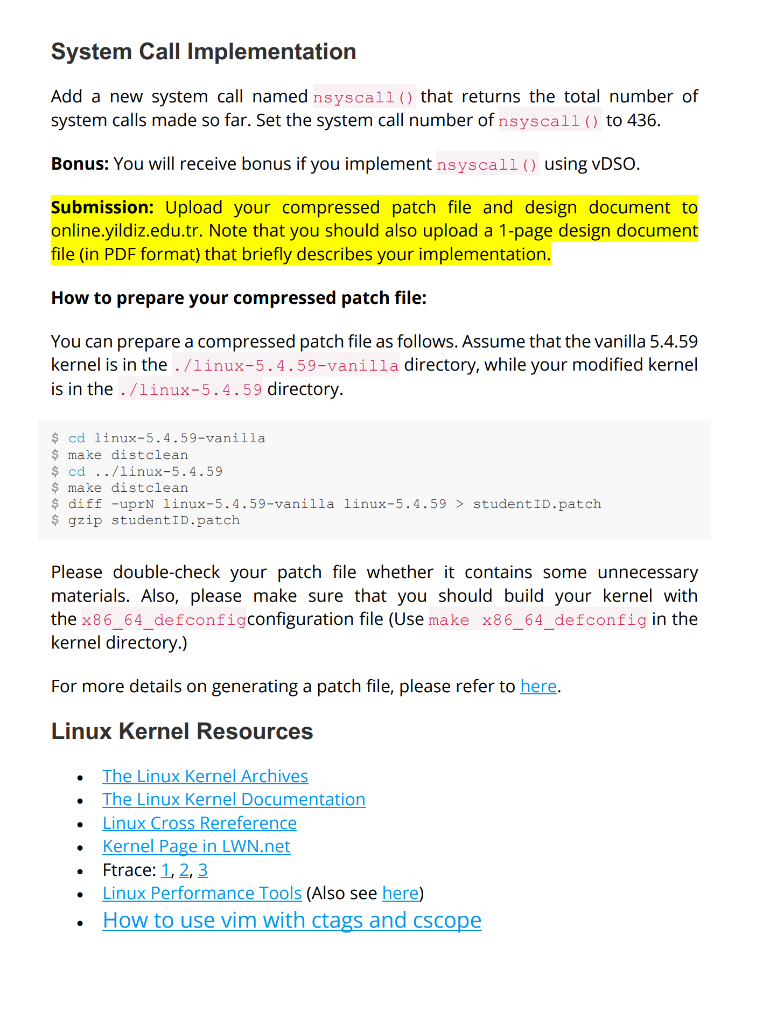 System Call Implementation Add a new system call | Chegg.com