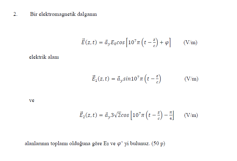 Solved The electric field (E) of an electromagnetic wave is | Chegg.com
