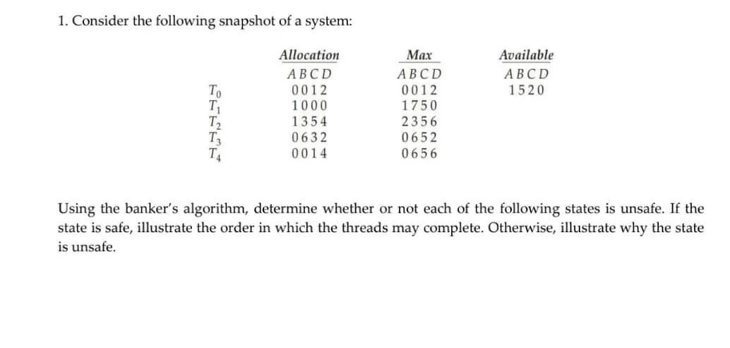 Solved Course: Operating System Concept Please solve this | Chegg.com