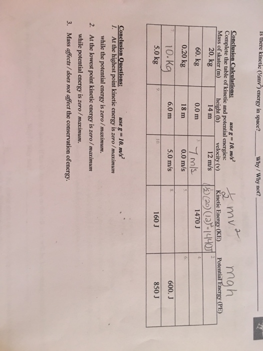 Solved Why /Why not? mah Conclusion Calculations: use g = | Chegg.com
