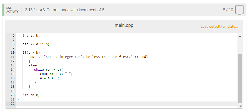 Solved 313 Lab Output Range With Increment Of 5 Instructor 3514