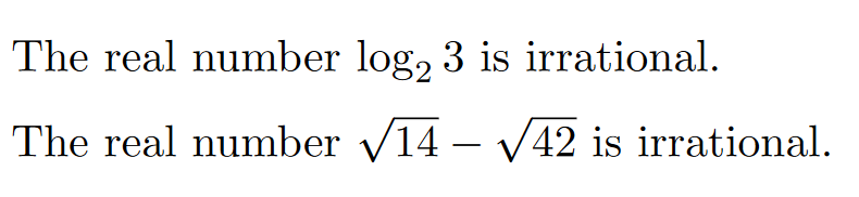Solved The real number log, 3 is irrational. The real number | Chegg.com