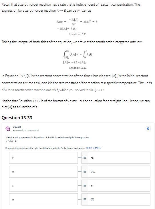 Solved Recall that a zeroth order reaction has a rate that | Chegg.com