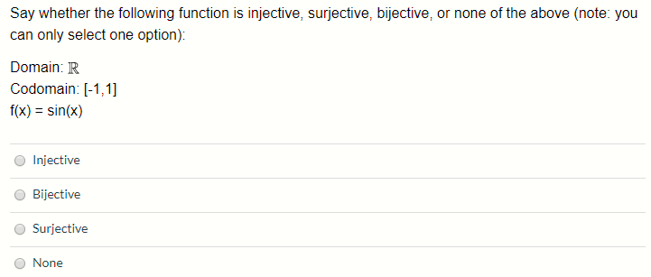 Solved Say whether the following function is injective, | Chegg.com