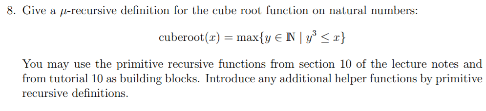 8. Give a p-recursive definition for the cube root | Chegg.com