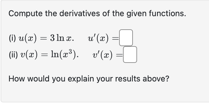 Solved Compute the derivatives of the given functions. (i) | Chegg.com
