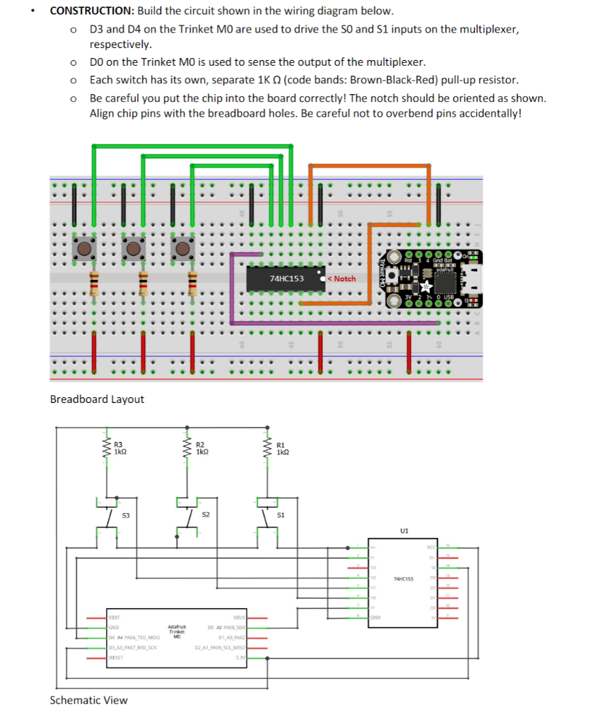 Solved - CONSTRUCTION: Build the circuit shown in the wiring | Chegg.com