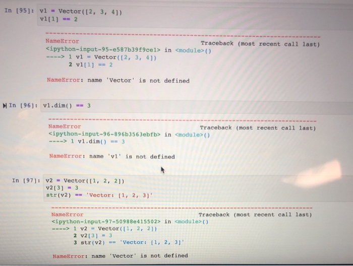 Solved Question 2: Defining Vectors (7 points) Define class | Chegg.com