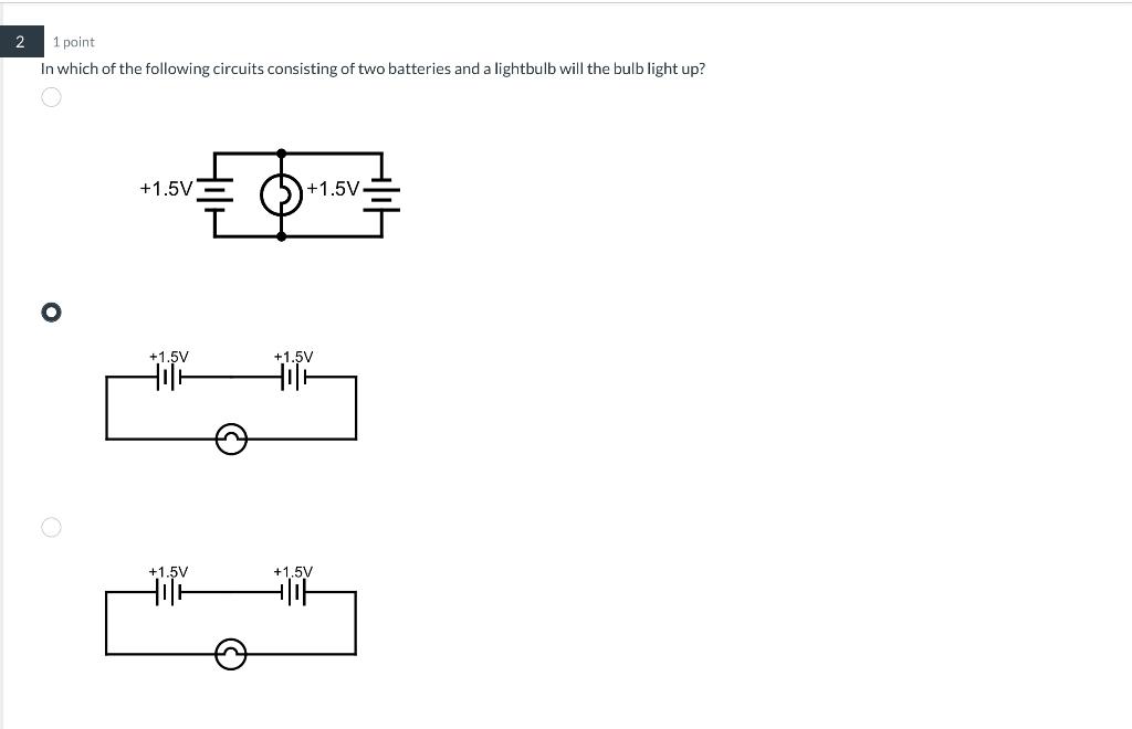 Solved 1 point In which of the following circuits consisting | Chegg.com