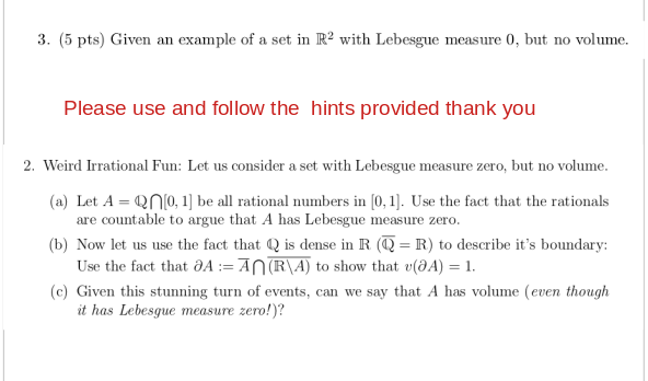 Solved 3. (5 pts) Given an example of a set in R2 with | Chegg.com