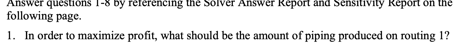 Solved Answer questions 1-8 by referencing the Solver Answer | Chegg.com