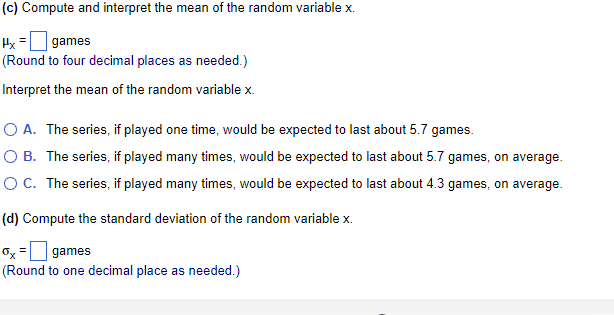 Solved The following data represent the number of games | Chegg.com