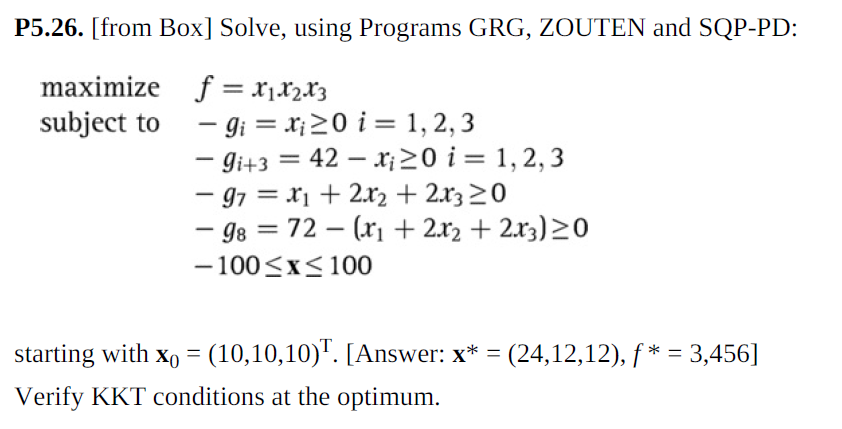 P5.26. [from Box] Solve, using Programs GRG, ZOUTEN | Chegg.com