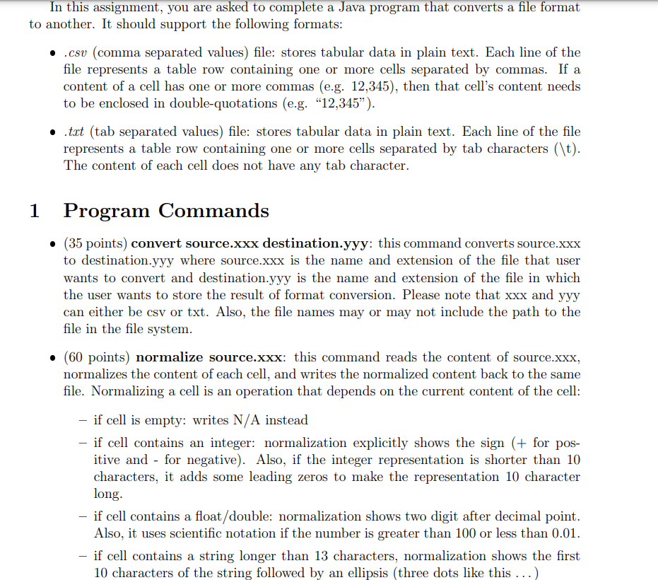 Solved In this assignment, you are asked to complete a Java | Chegg.com