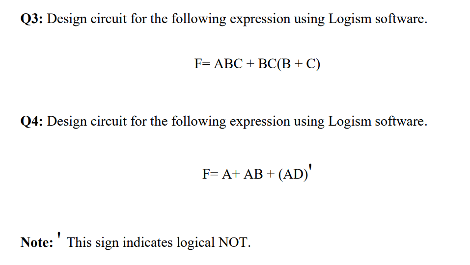Solved Q3 Design Circuit For The Following Expression Using 