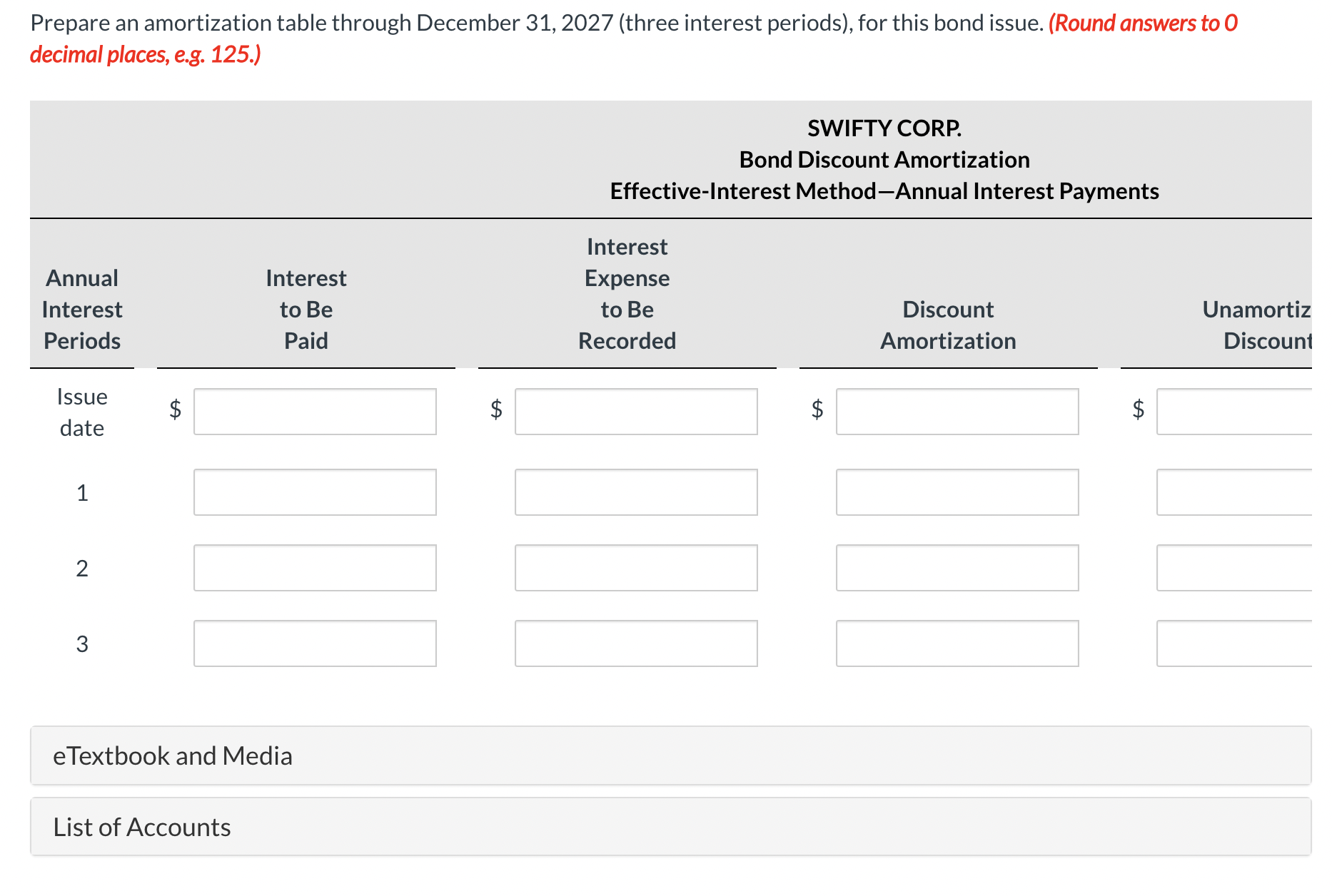 Solved Prepare an amortization table through December 31, | Chegg.com