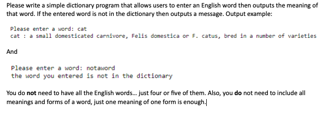 Solved Please write a simple dictionary program that allows | Chegg.com