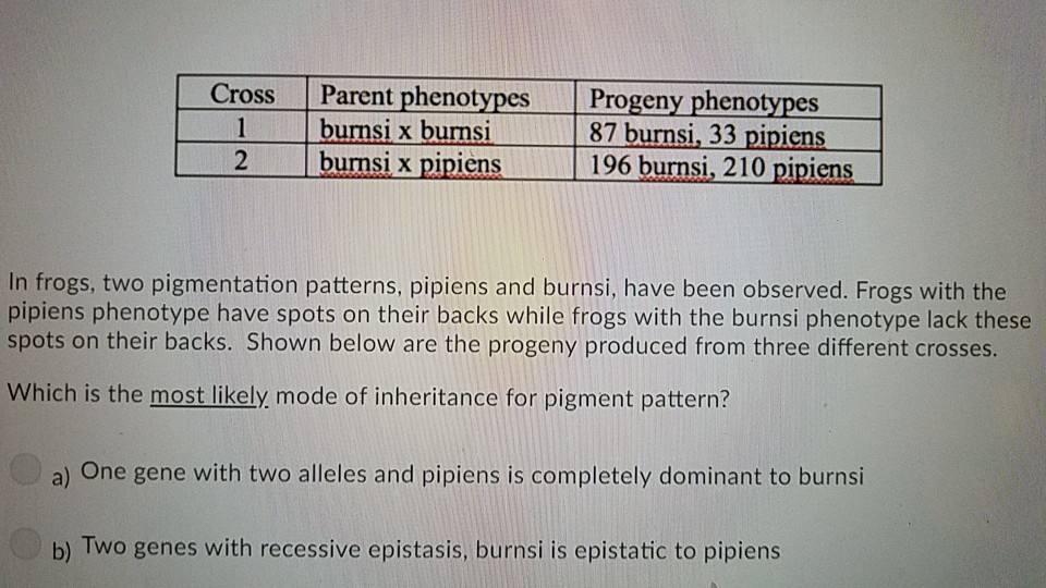 Solved Cross Parent phenotypes Progeny phenotypes burnsi x | Chegg.com