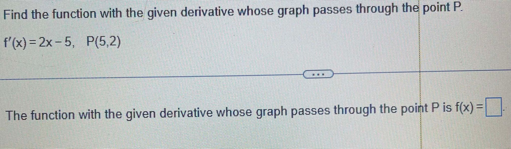 Solved Find the function with the given derivative whose | Chegg.com