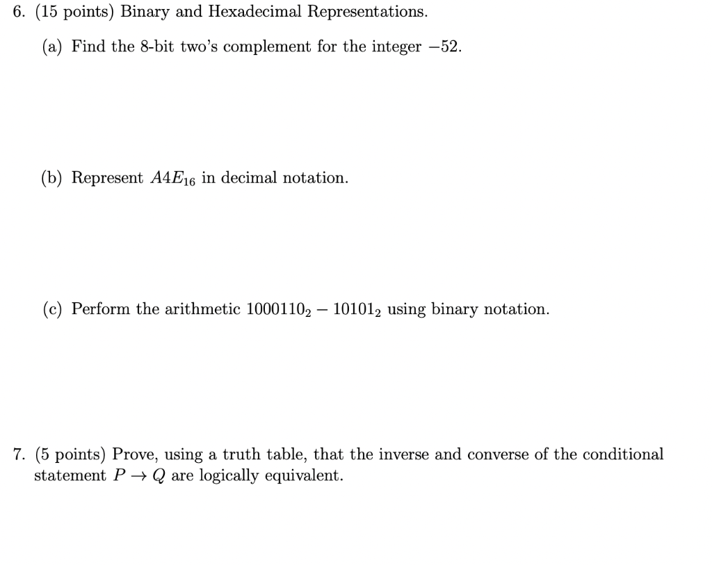 Solved 6. (15 points) Binary and Hexadecimal | Chegg.com